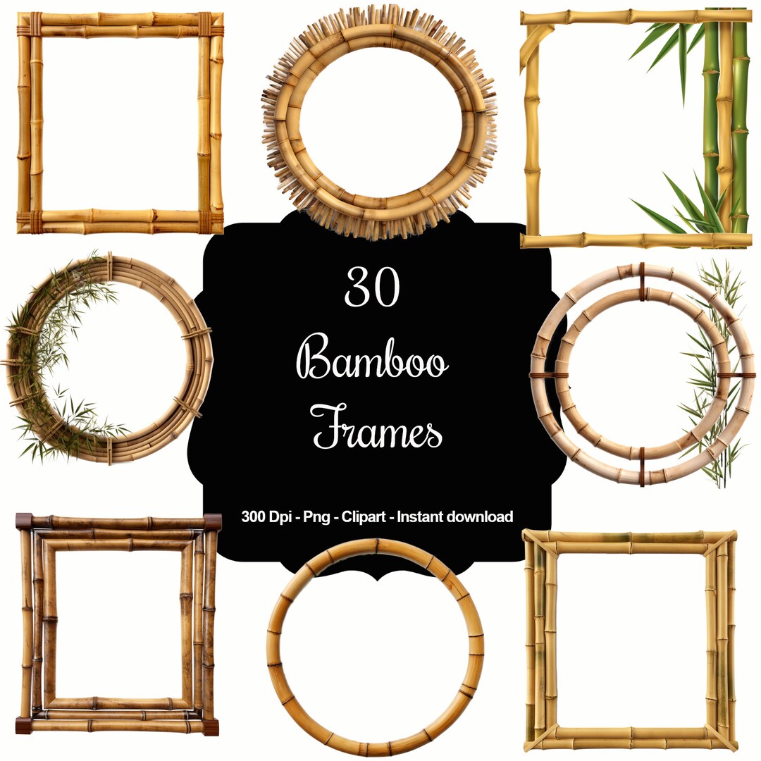 30 Bamboo Frames, High Quality Clipart, Instant Download, 300 Dpi ...