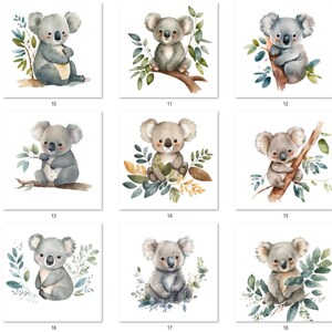Koala Cuddles: 20 Watercolour Cute Koalas Clipart Set for Nursery Decor ...