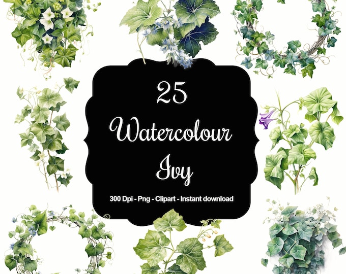 Ivy on a Gate Clipart Bundle 10 High Res Watercolor Jpgs for Junk ...