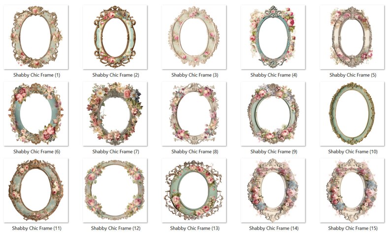30 Shabby Chic Frames High Quality Clipart Instant Download - Etsy