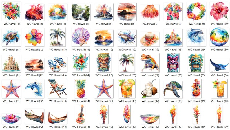 Aloha Spirit: 50 Watercolour Images to Represent Hawaii Clipart Set - Etsy