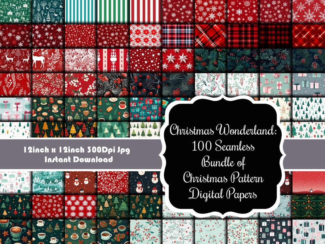 Christmas Wonderland: 100 Seamless Bundle of Christmas Pattern Digital ...