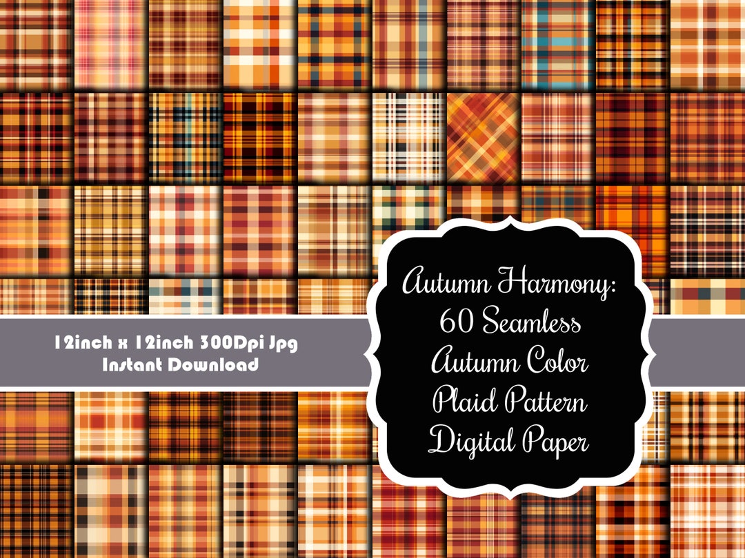 Autumn Harmony: 60 Seamless Autumn Color Plaid Pattern Digital Paper ...