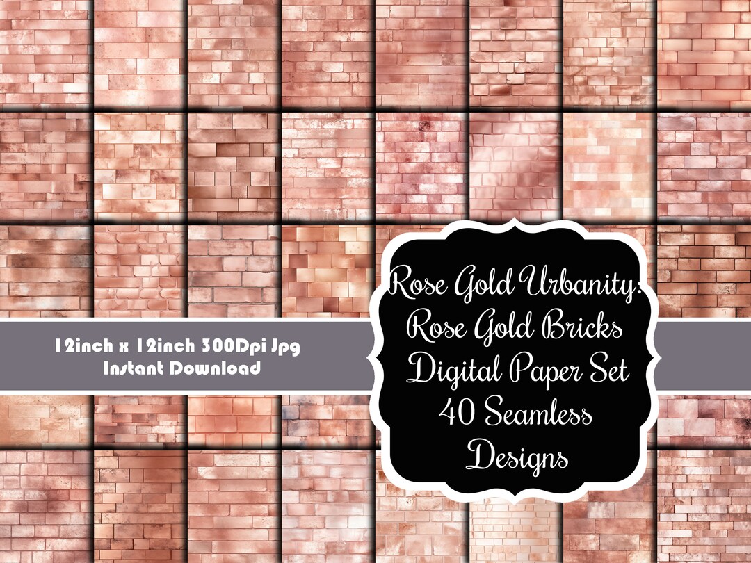 Rose Gold Urbanity: Rustic Rose Gold Brick Textures Digital Paper Set ...