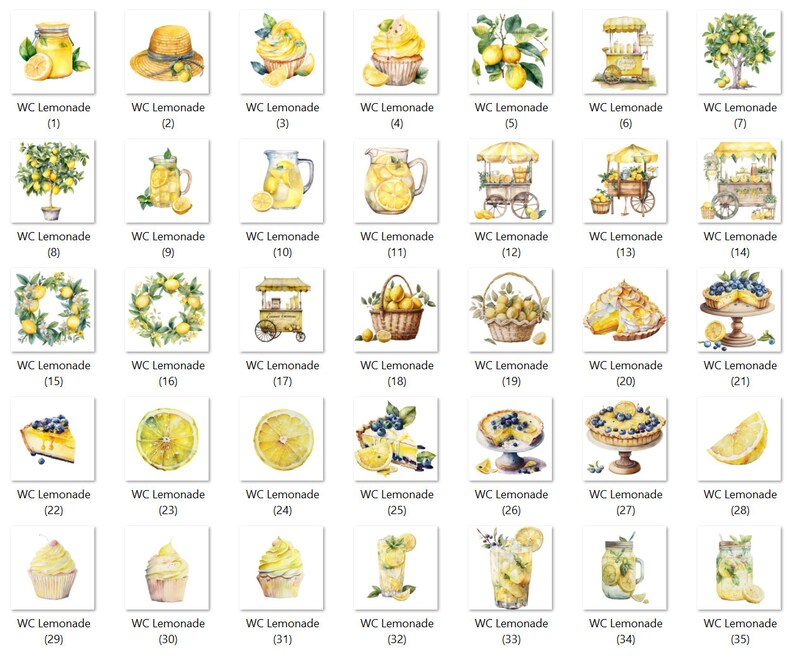 Watercolour Lemonade Stand Clipart Set - 35 Unique Lemonade Stand ...