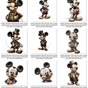 20 Classic Mickey Mouse Digital Illustrations, High Quality Clipart ...