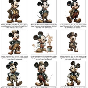 20 Classic Mickey Mouse Digital Illustrations, High Quality Clipart ...