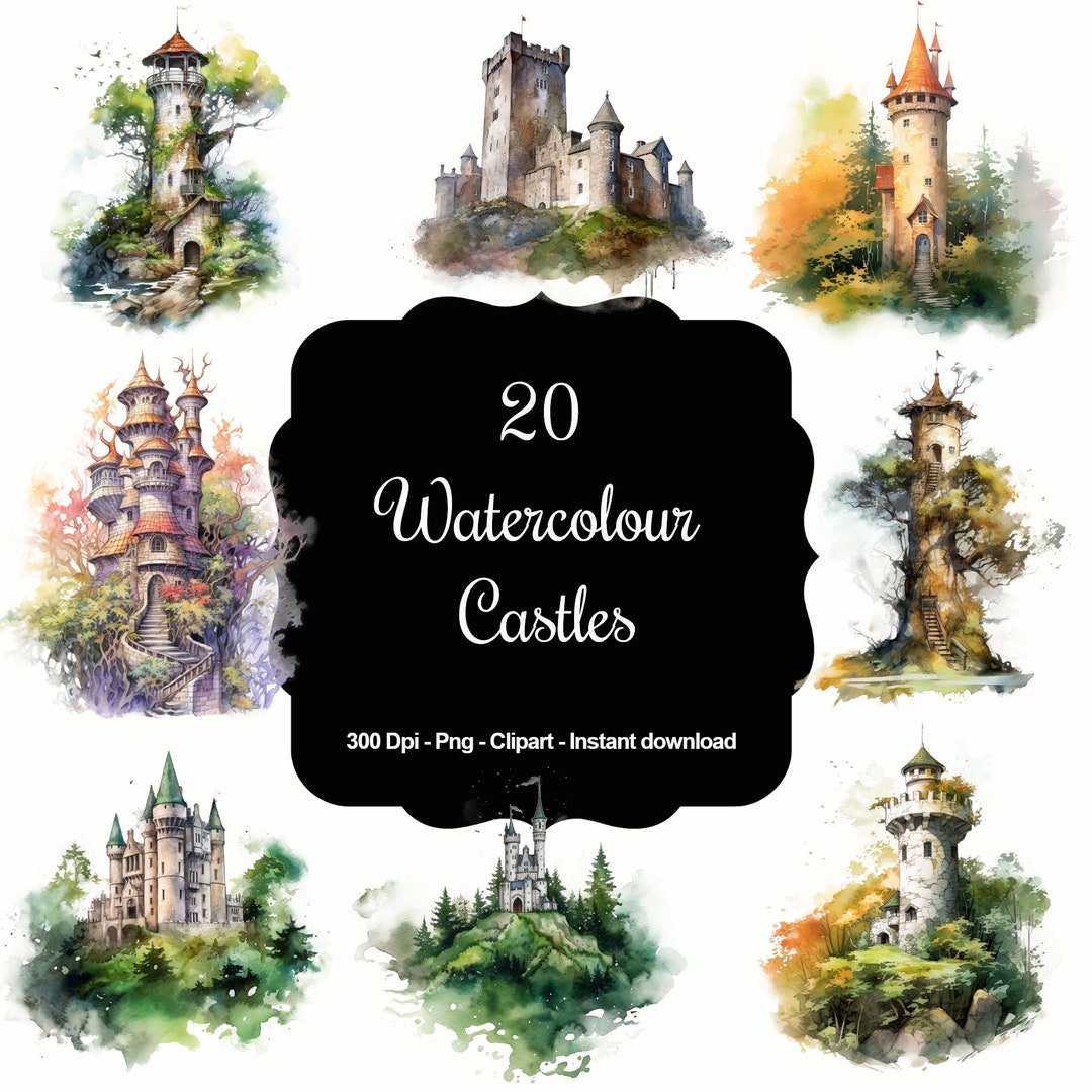 Castle Dreams: 20 Watercolour Castles Clipart Bundle - Etsy