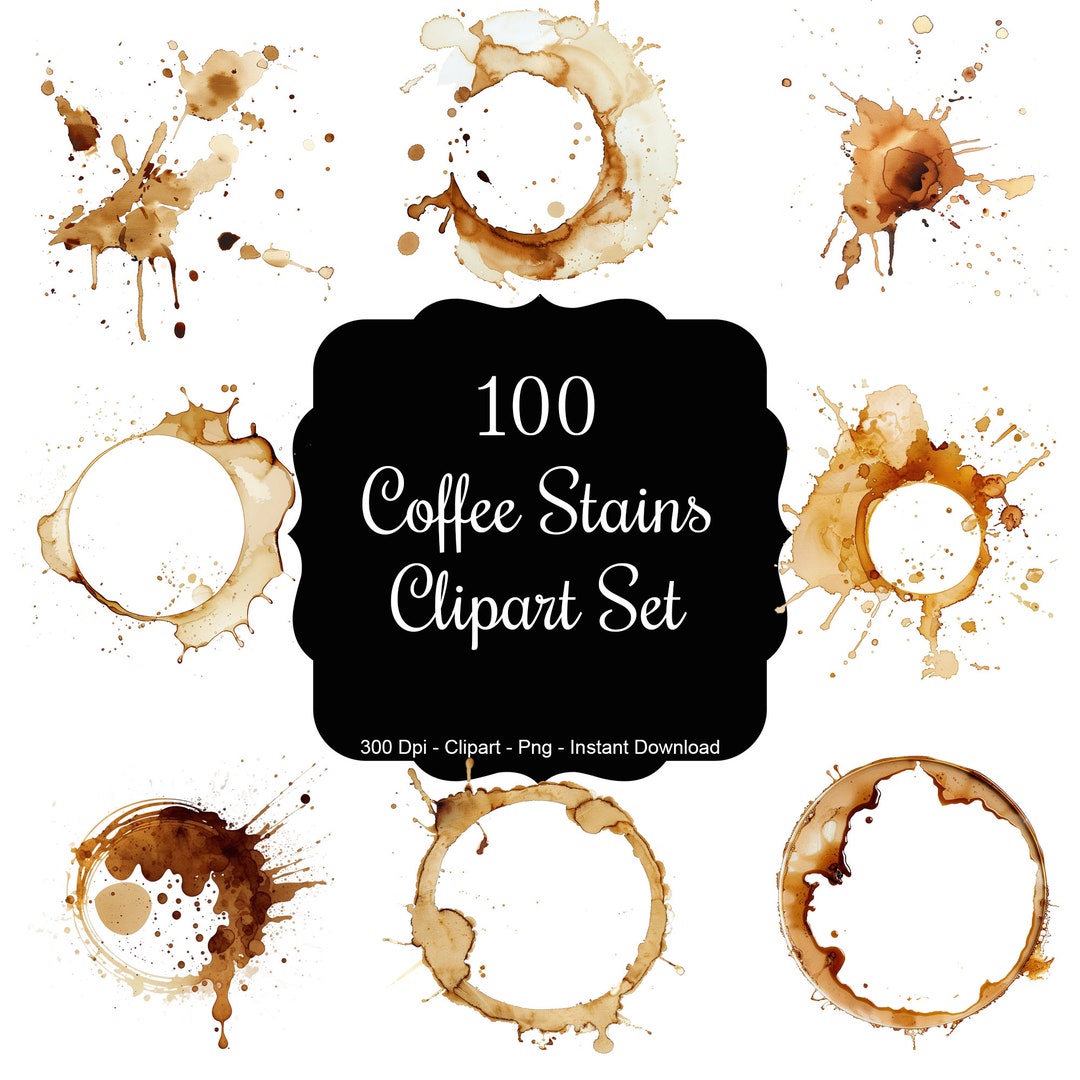 Caffeine Splatters: 100 Coffee Stains Clipart Set - Etsy