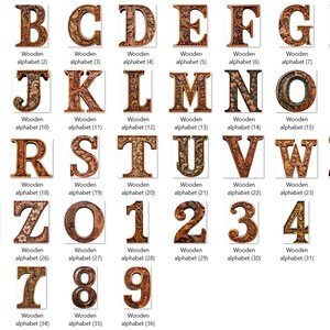 Rustic Woodcraft: Wooden Letters and Numbers Clipart Set - Etsy