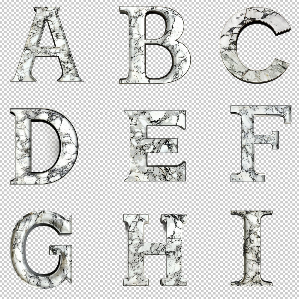 Marbled Elegance: Clipart Set of Marble Alphabet Letters and Numbers - Etsy