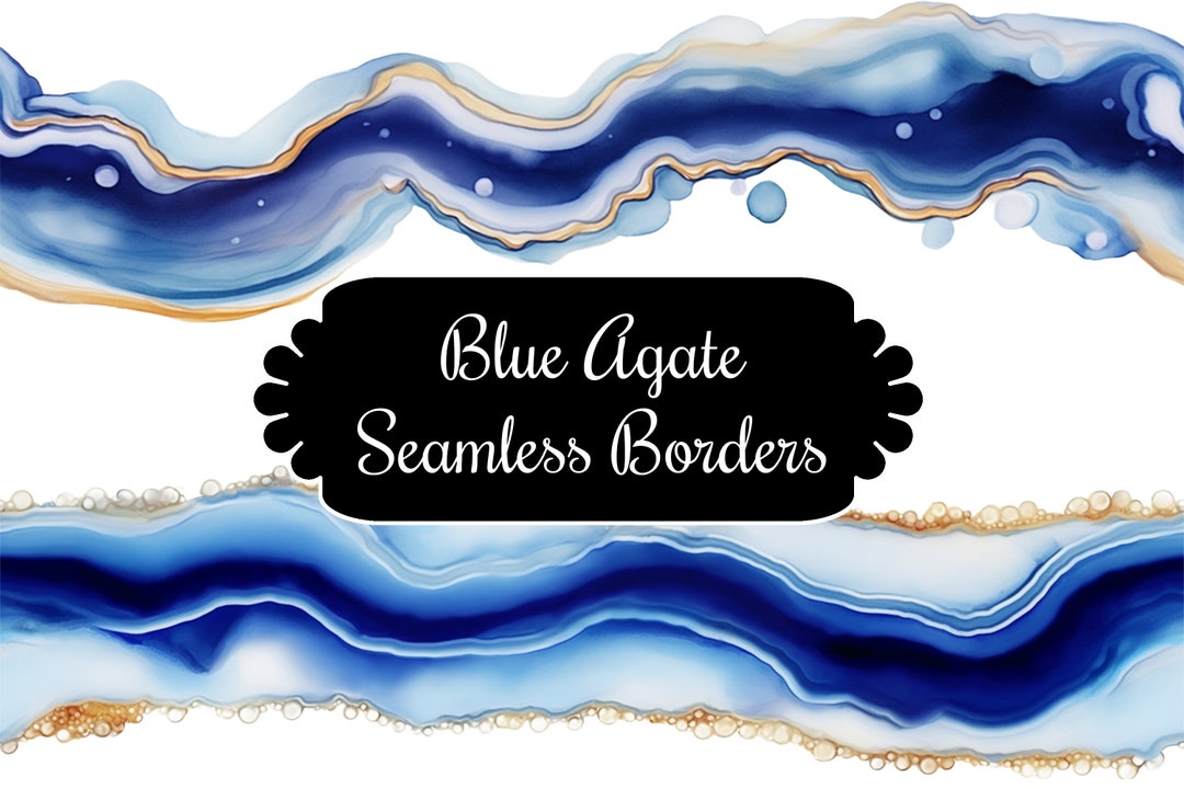 Azure Depths: 15 Seamless Blue Agate Borders Clipart Set - Enhance Your ...