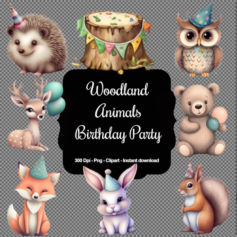35 Birthday Party Woodland/forest Animals and Elements Clipart Set ...