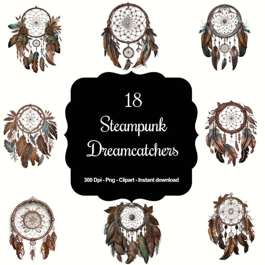 Mechanical Mystique: 18 Steampunk Dreamcatchers Clipart Set - Etsy