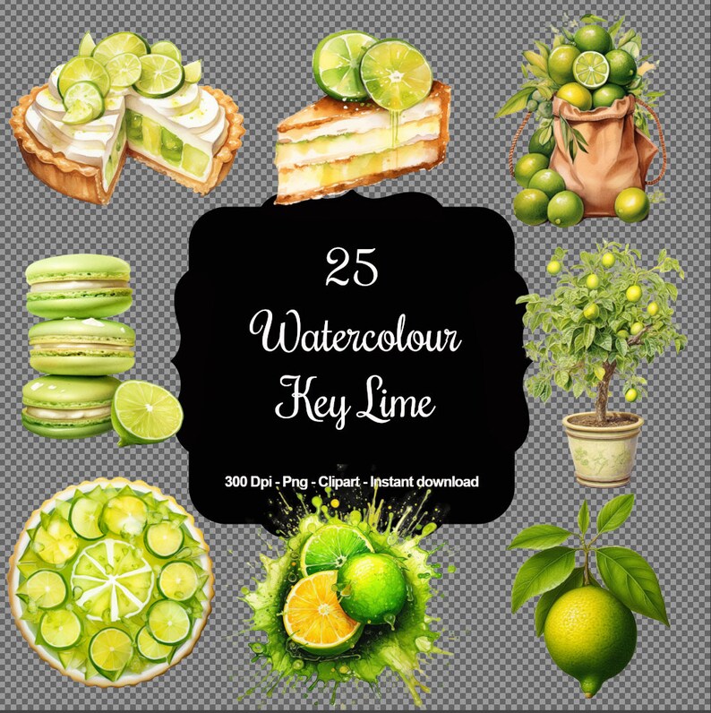 Zesty & Fresh: 25 Watercolour Key Lime Clipart Collection, Unique Key ...