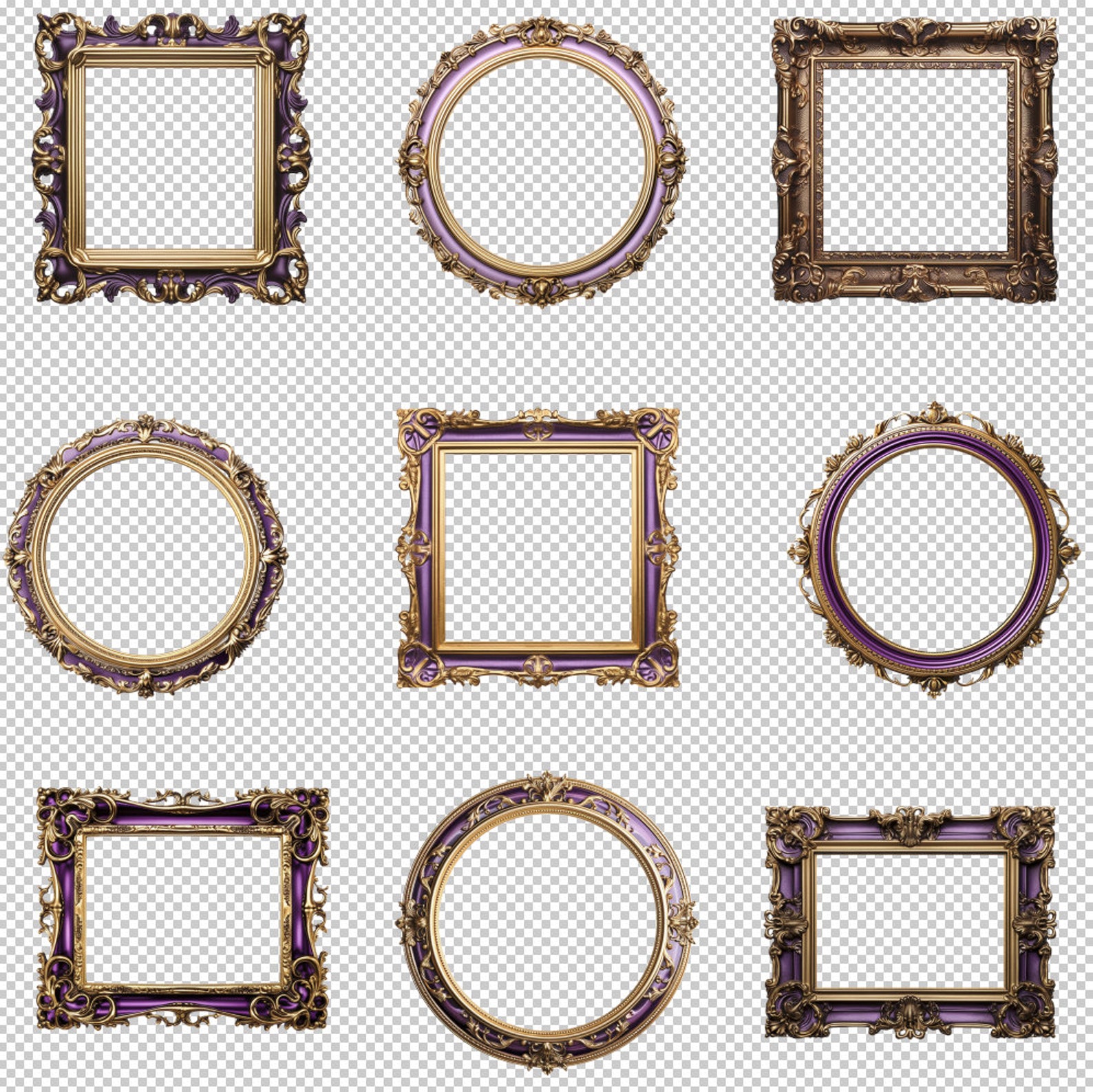 Imperial Frames: 40 Purple and Gold Vintage Frames Clipart Set - Etsy