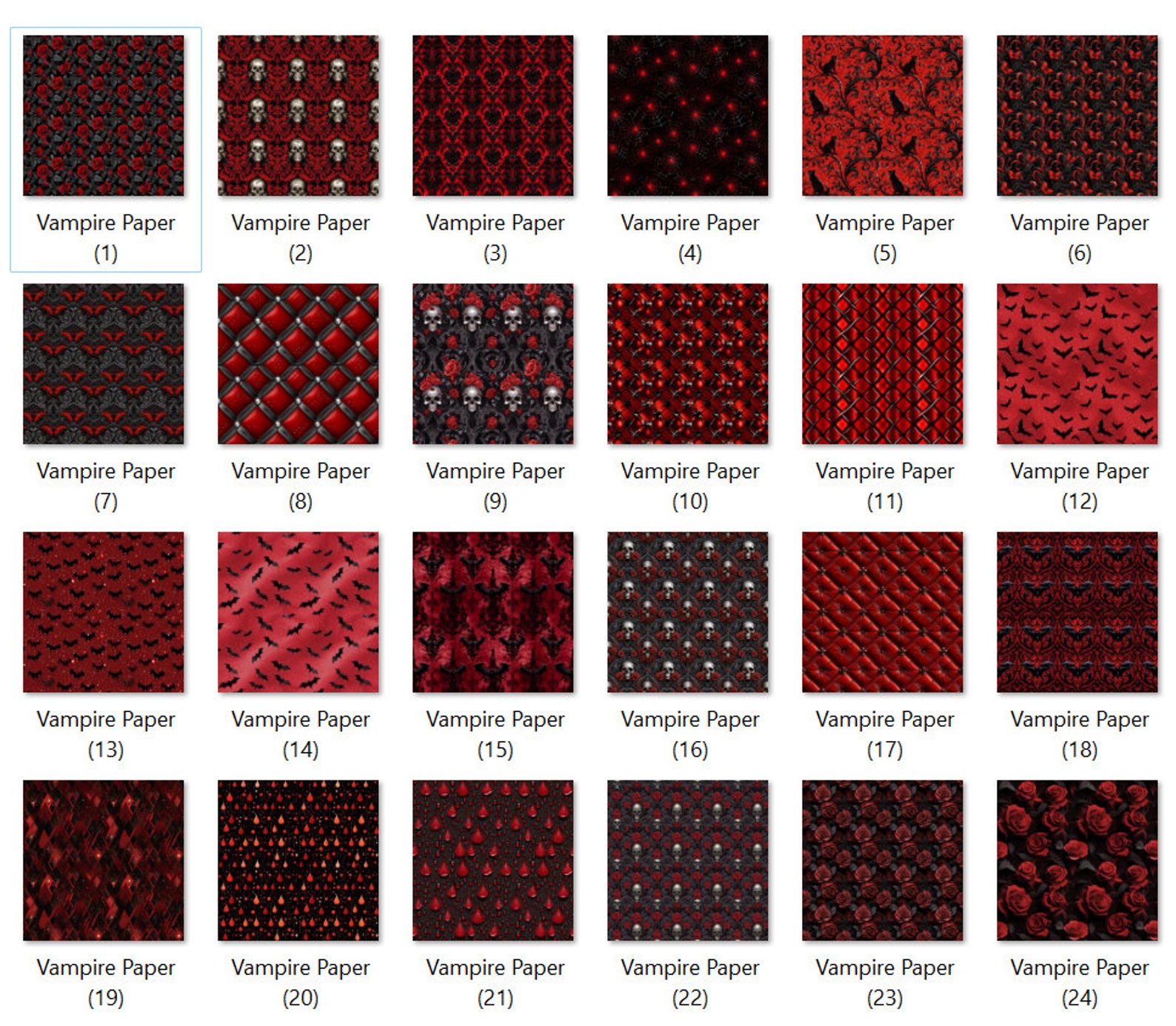 Everlasting Night: Seamless Vampire Gothic Digital Paper Set - 24 ...