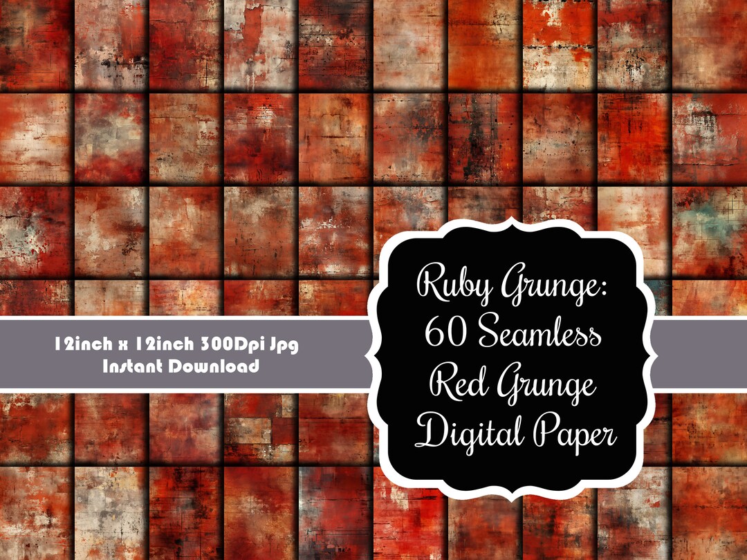 Ruby Grunge: 60 Seamless Red Grunge Digital Paper Collection - Etsy