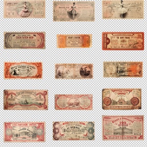 Vintage Ticket Treasury 100 Clipart Set Of Vintage Entertainment