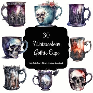 30 Watercolour Gothic Cups Clipart Set, Instant Download, 300 Dpi ...