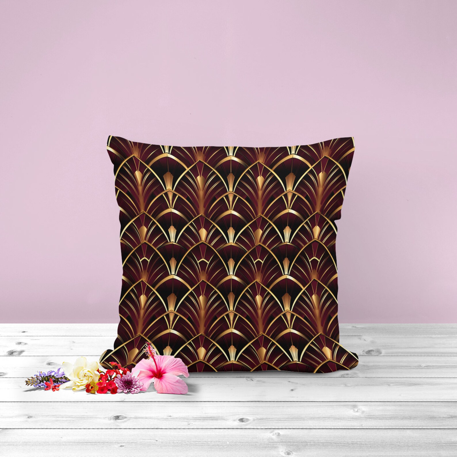 Gilded Opulence: 40 Seamless Gold and Burgundy Art Deco Patterns ...