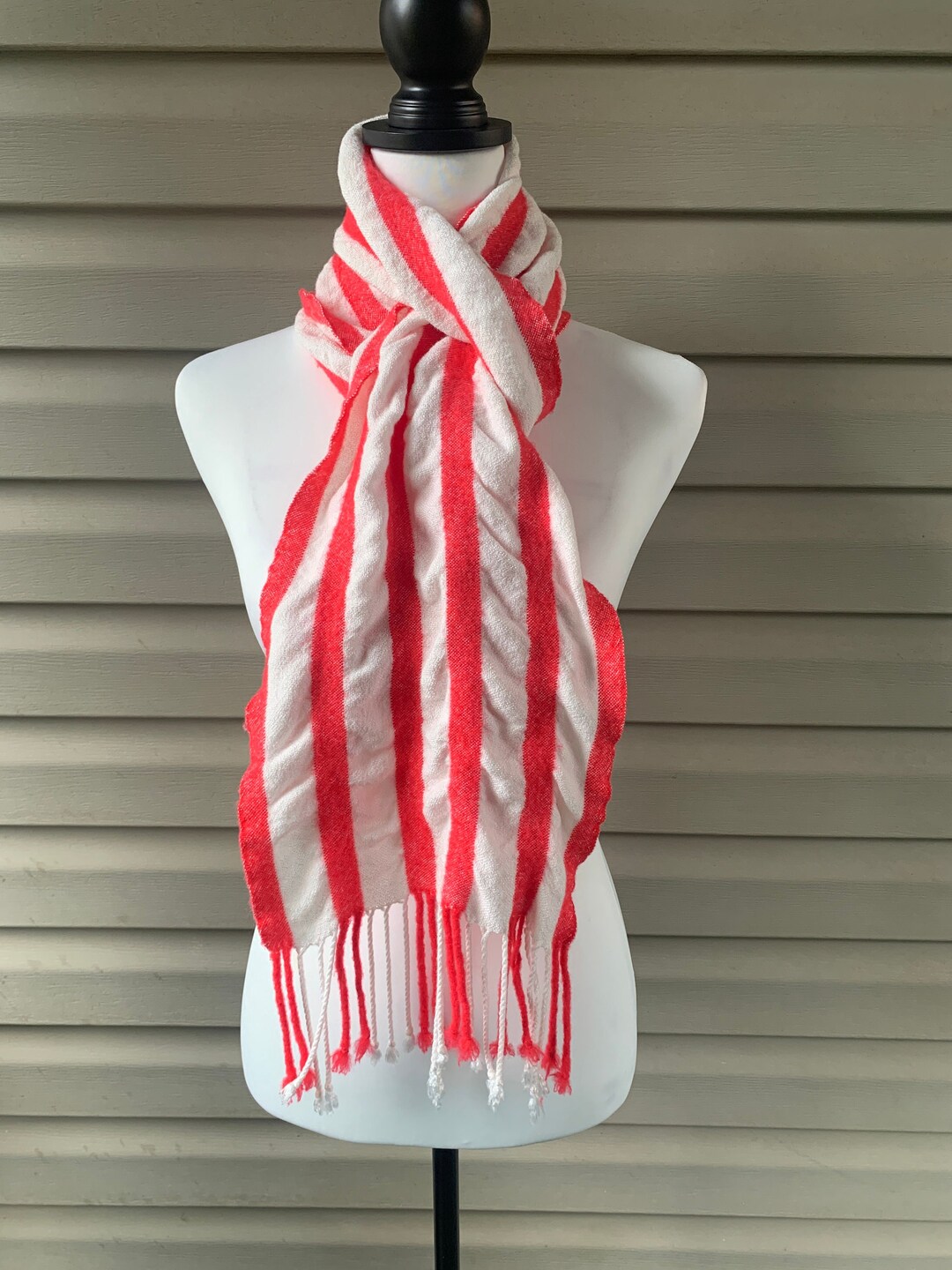 Hand Woven Candy Cane Scarf, Cowl Merino Wool and Tencel - Etsy