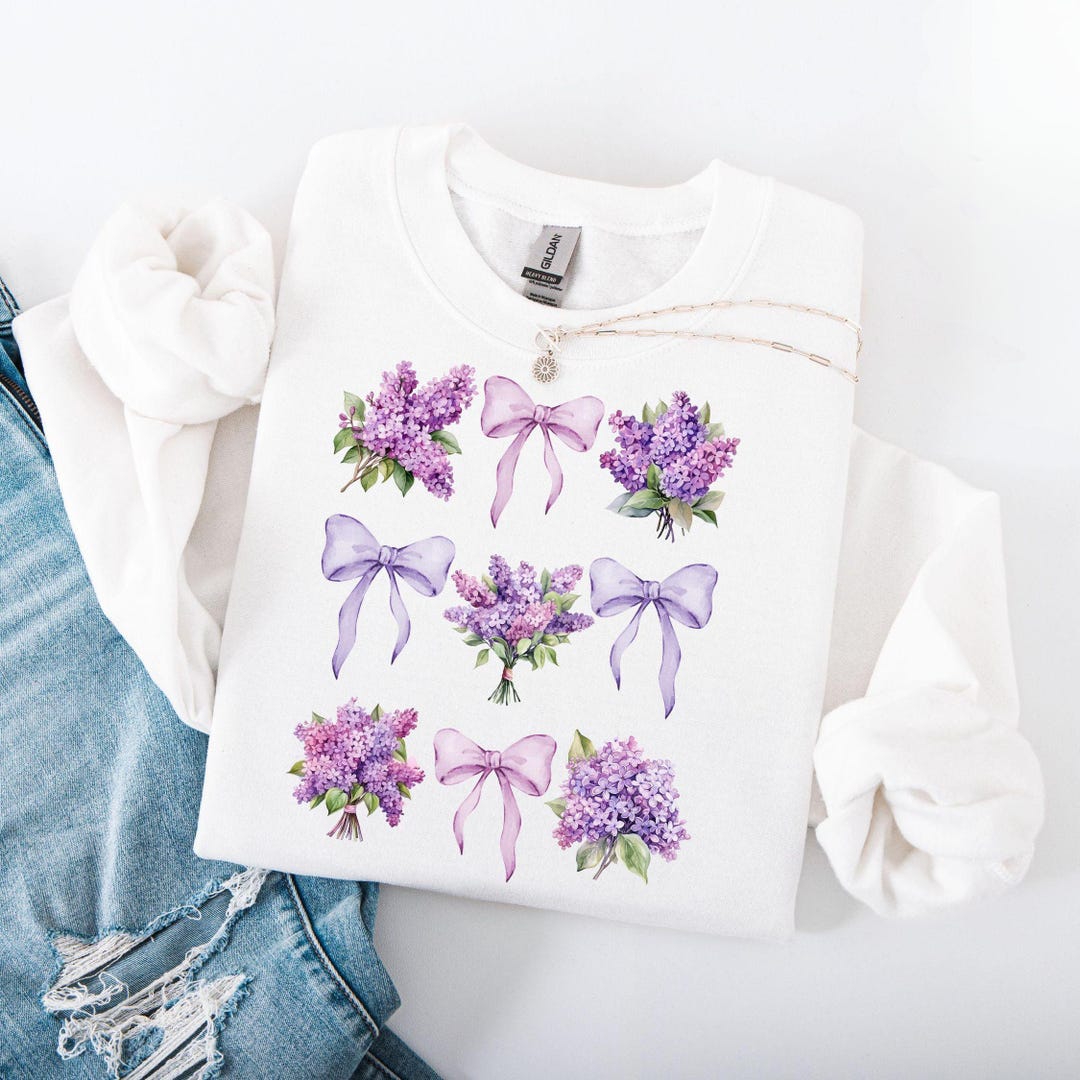 Purple Flowers Bow Coquette Png Floral Bow Design Wild Flowers Wall ...