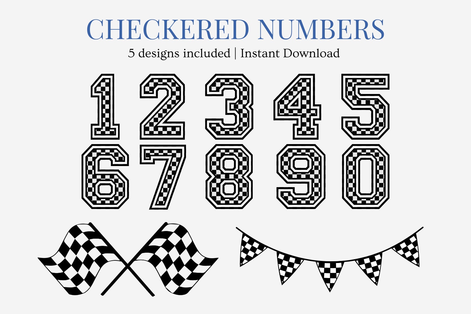Checkered Numbers SVG, Cricut Cut Files, Racing Designs, Racing Numbers ...