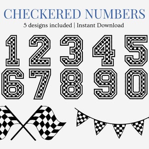 Checkered Numbers SVG, Cricut Cut Files, Racing Designs, Racing Numbers ...