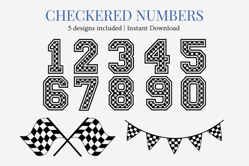 Checkered Numbers SVG, Cricut Cut Files, Racing Designs, Racing Numbers ...