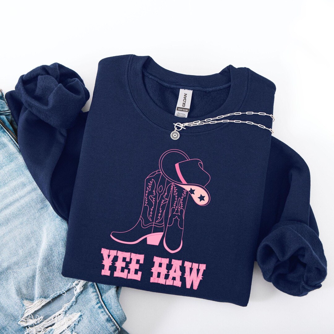 Pink Boots Cowboy Hat Yee Haw Line Art Yee Haw Art Print Cowboy Shirt ...