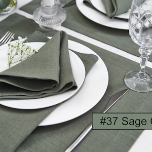 Sage Green Linen Tablecloth, Sage Green Napkins, Sage Green Placemats ...