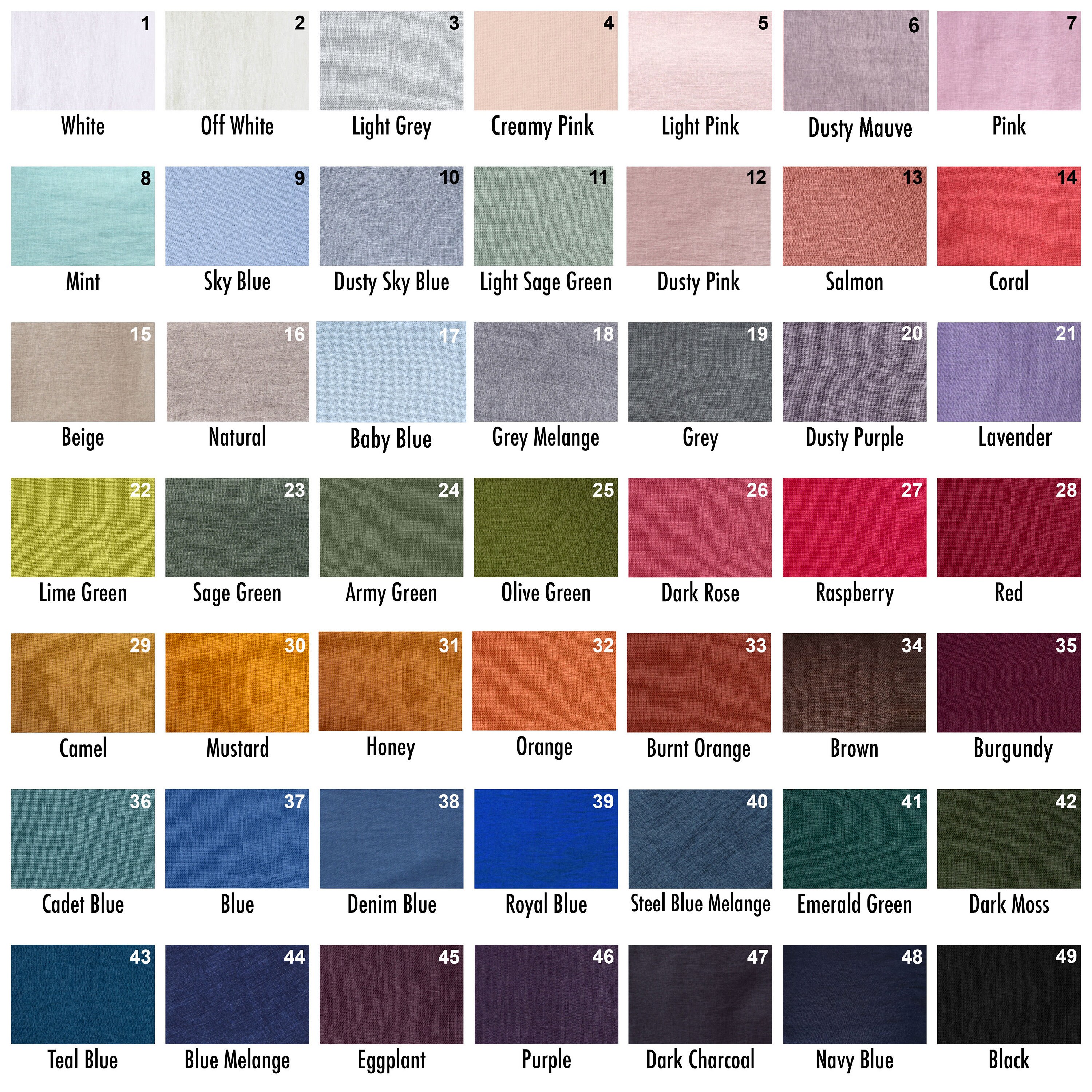 Linen Fabric Swatches, 49 Different Colours - Etsy