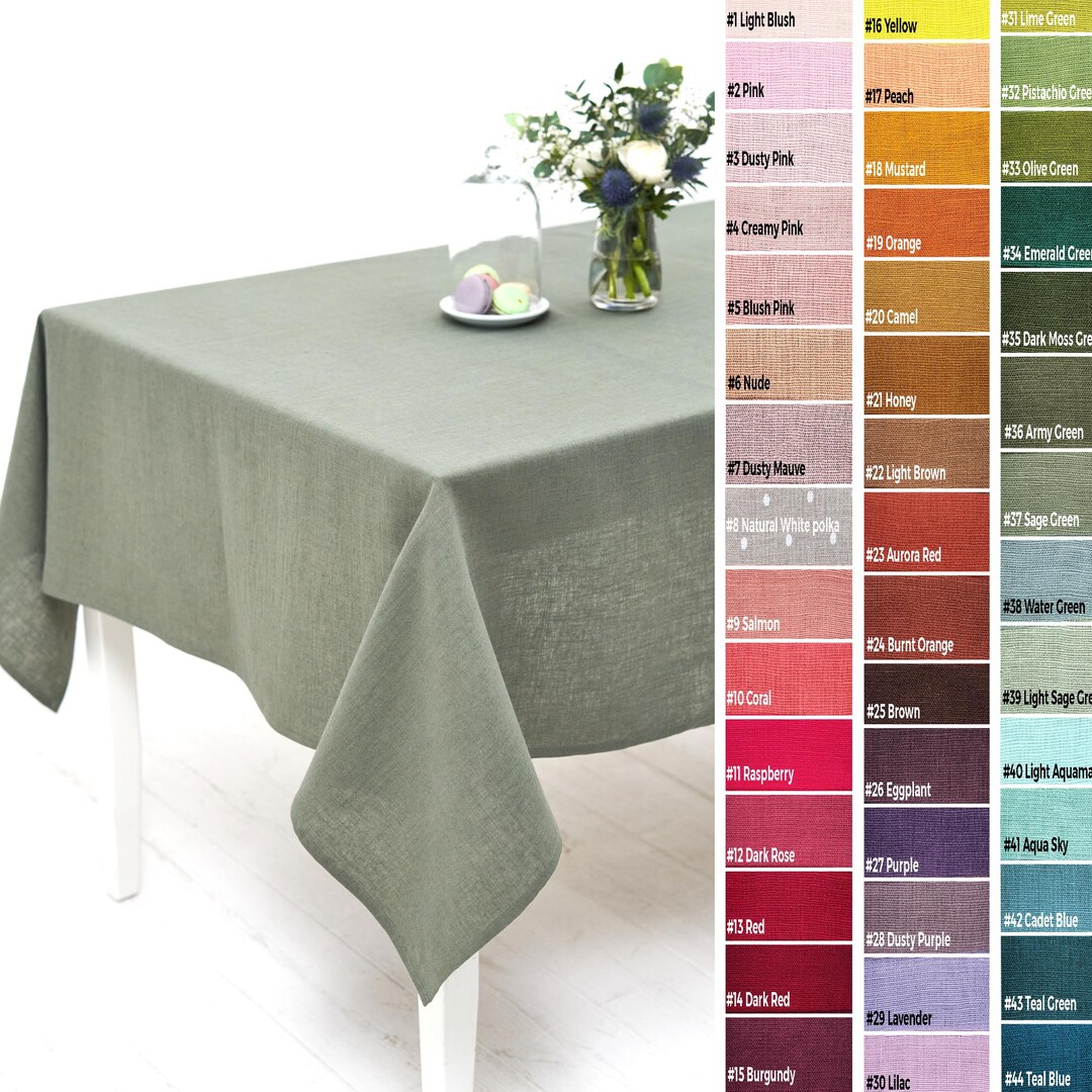 Sage Green Linen Tablecloth, Sage Green Napkins, Sage Green Placemats ...