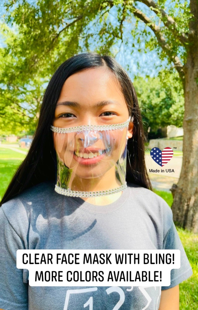 SILVER BLING Clear Face Mask Completely Clear Face Mask With - Etsy