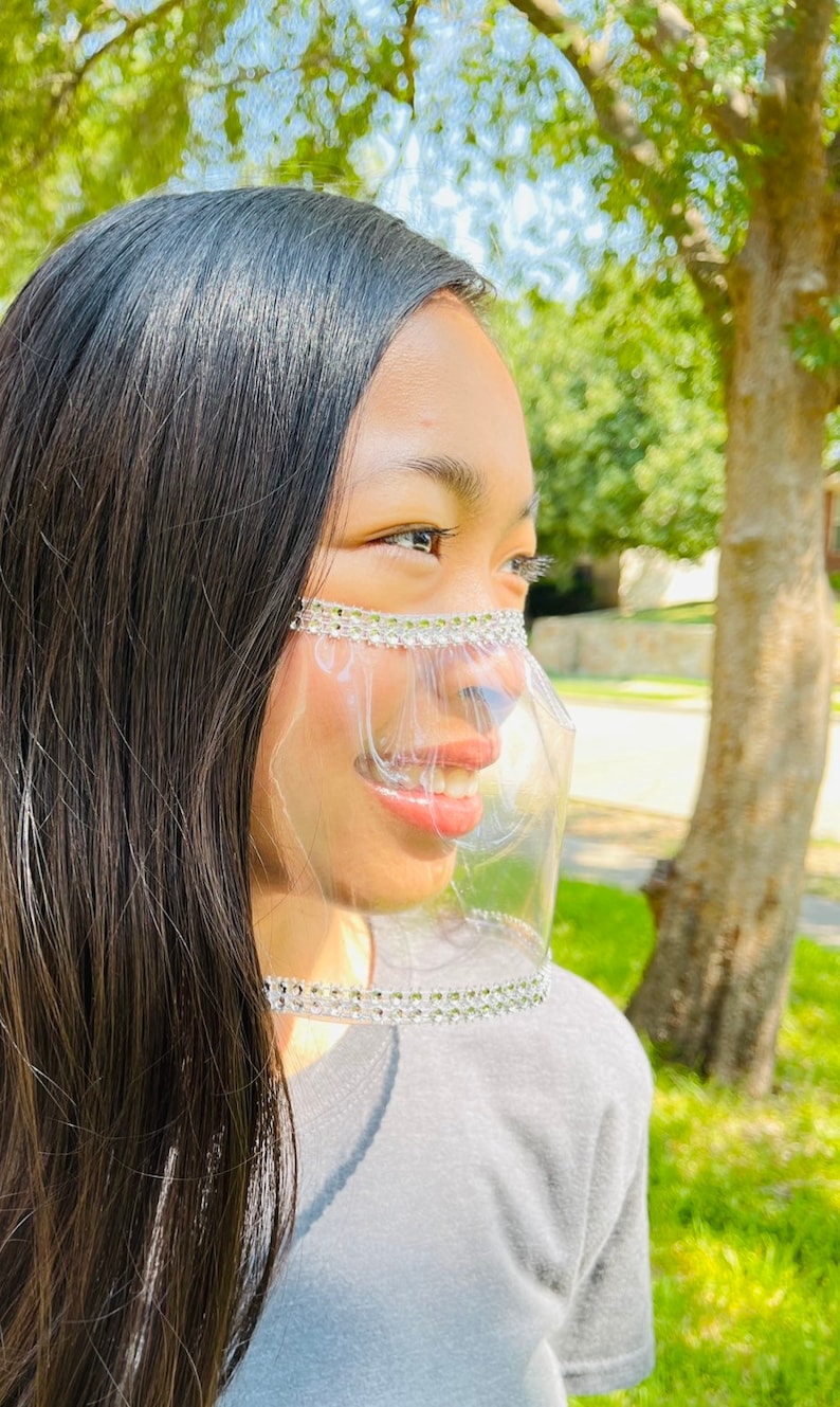 SILVER BLING Clear Face Mask | Completely Clear Face Mask With BLING ...