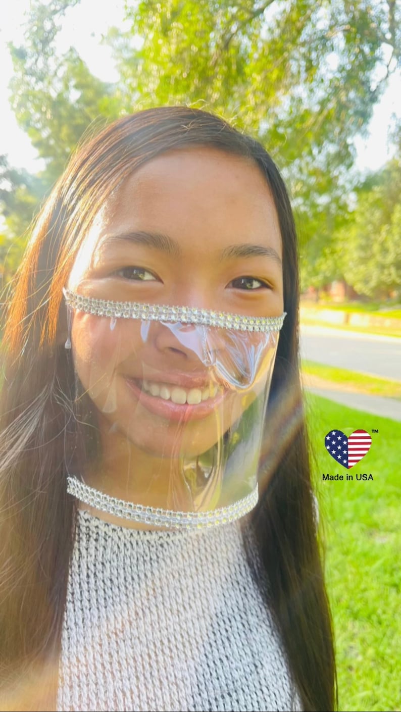 SILVER BLING Clear Face Mask Completely Clear Face Mask With - Etsy