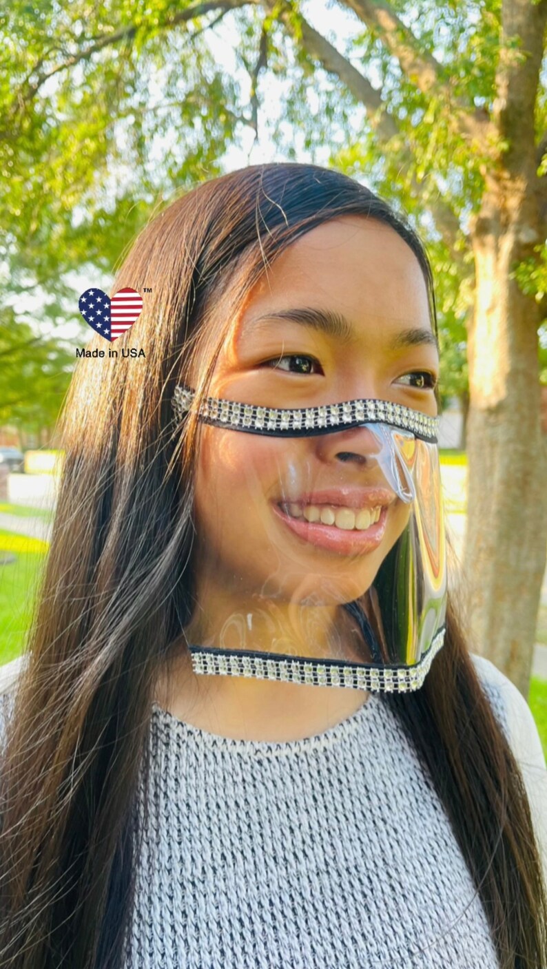 SILVER BLING Clear Face Mask | Completely Clear Face Mask With BLING ...