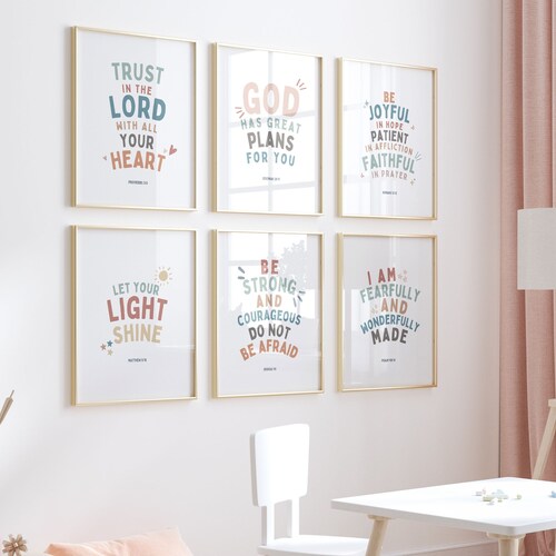 Kids Bible Verse Wall Art Sunday School Decor Christian - Etsy
