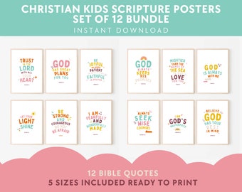 Kids Bible Verse Wall Art, Sunday School Decor, Christian Education ...