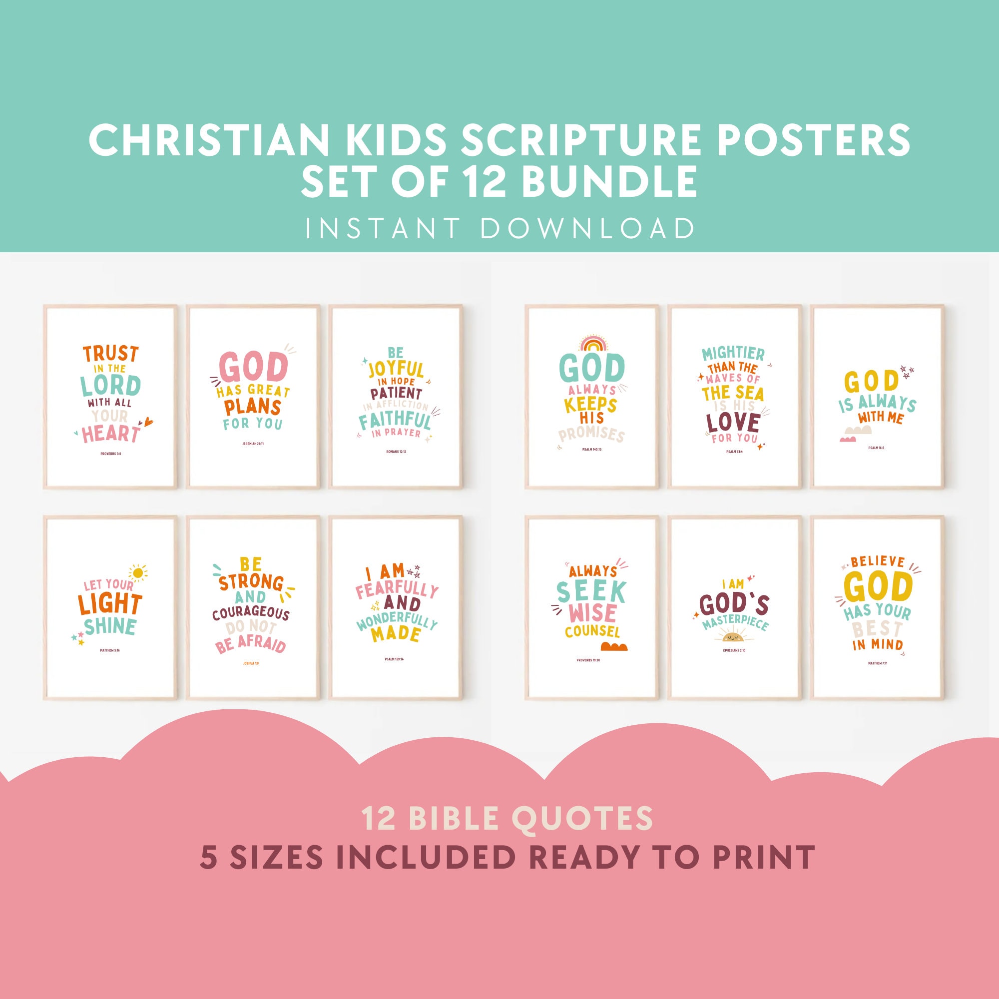 Kids Bible Verse Wall Art Sunday School Decor Christian - Etsy