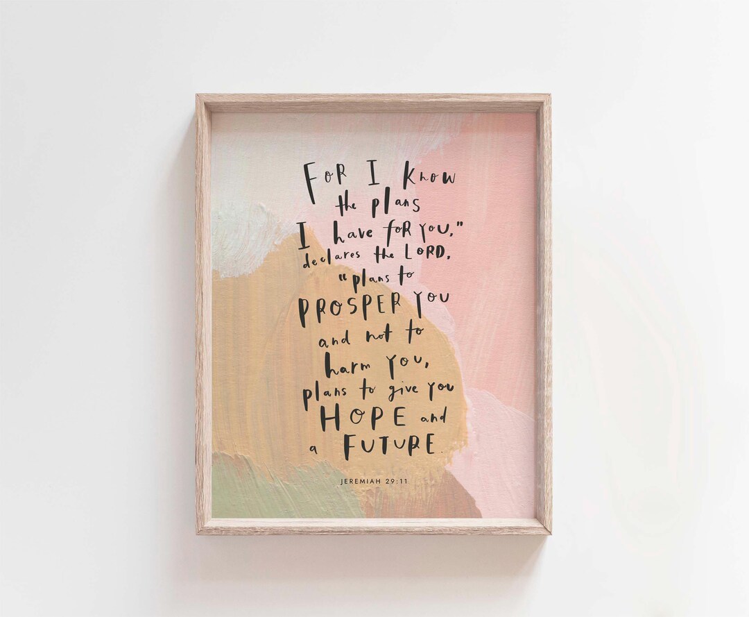 Jeremiah 29:11 Digital Art Print, Inspirational Bible Verse Wall Art ...