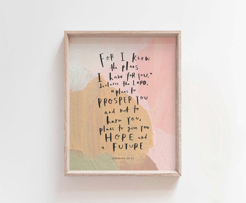 Jeremiah 29:11 Digital Art Print, Inspirational Bible Verse Wall Art ...