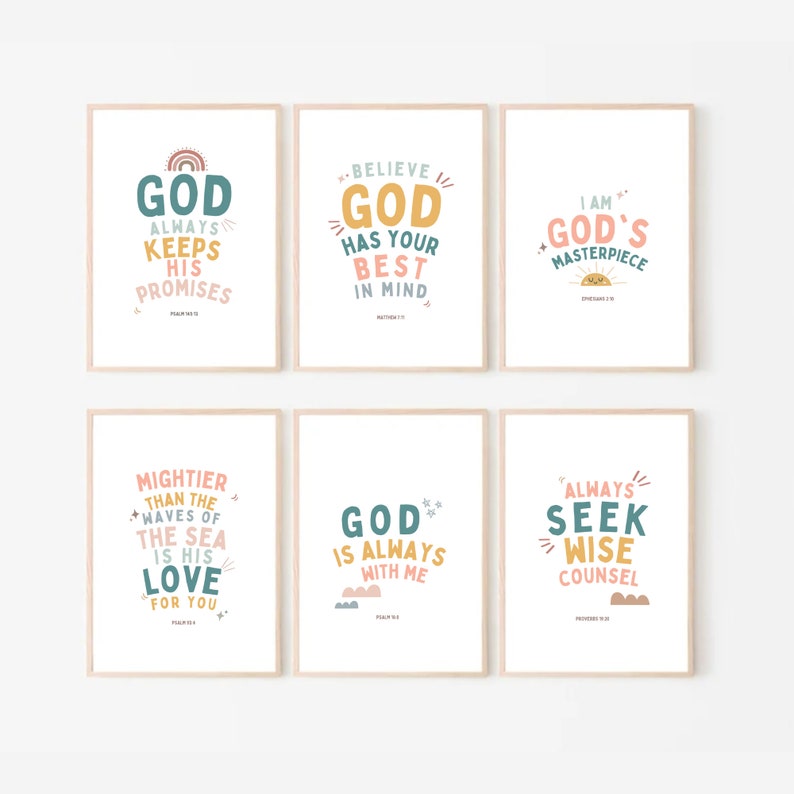 Kids Bible Verse Wall Art Sunday School Decor Christian - Etsy