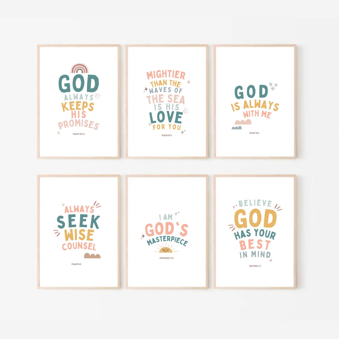 Kids Bible Verse Wall Art, Sunday School Decor, Christian Education ...