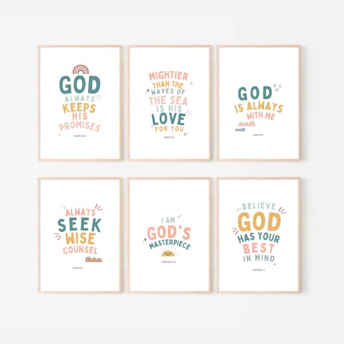 Kids Bible Verse Wall Art Sunday School Decor Christian - Etsy