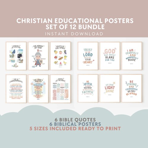Bundle Kids Bible Verse Wall Art Scripture & Learning - Etsy