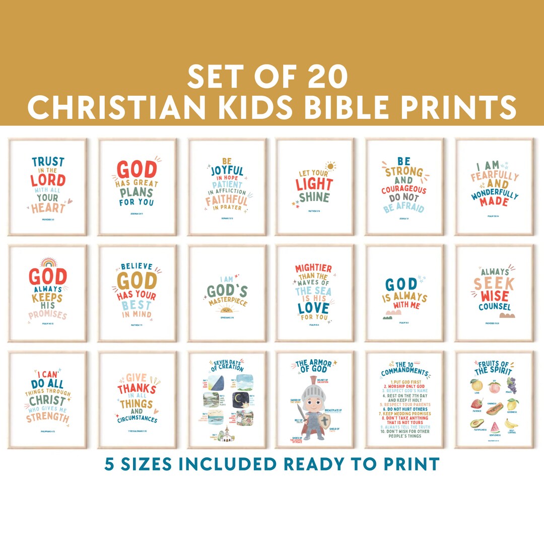 Kids Bible Verse Wall Art, Sunday School Decor, Christian Education ...