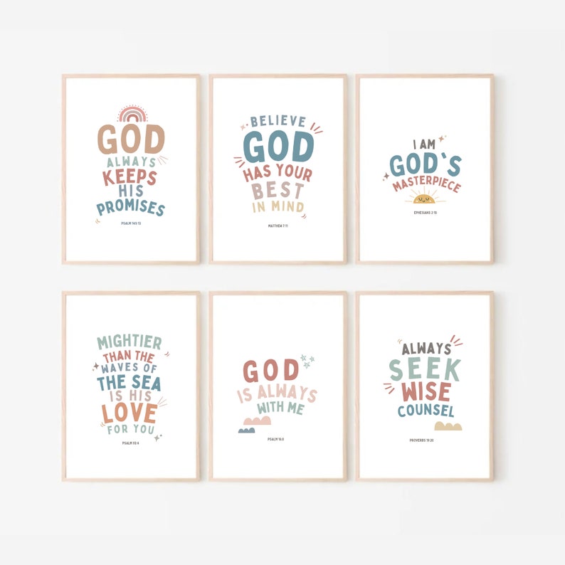 Kids Bible Verse Wall Art Sunday School Decor Christian - Etsy