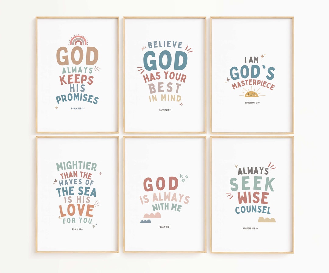 Kids Bible Verse Wall Art, Sunday School Decor, Christian Education ...